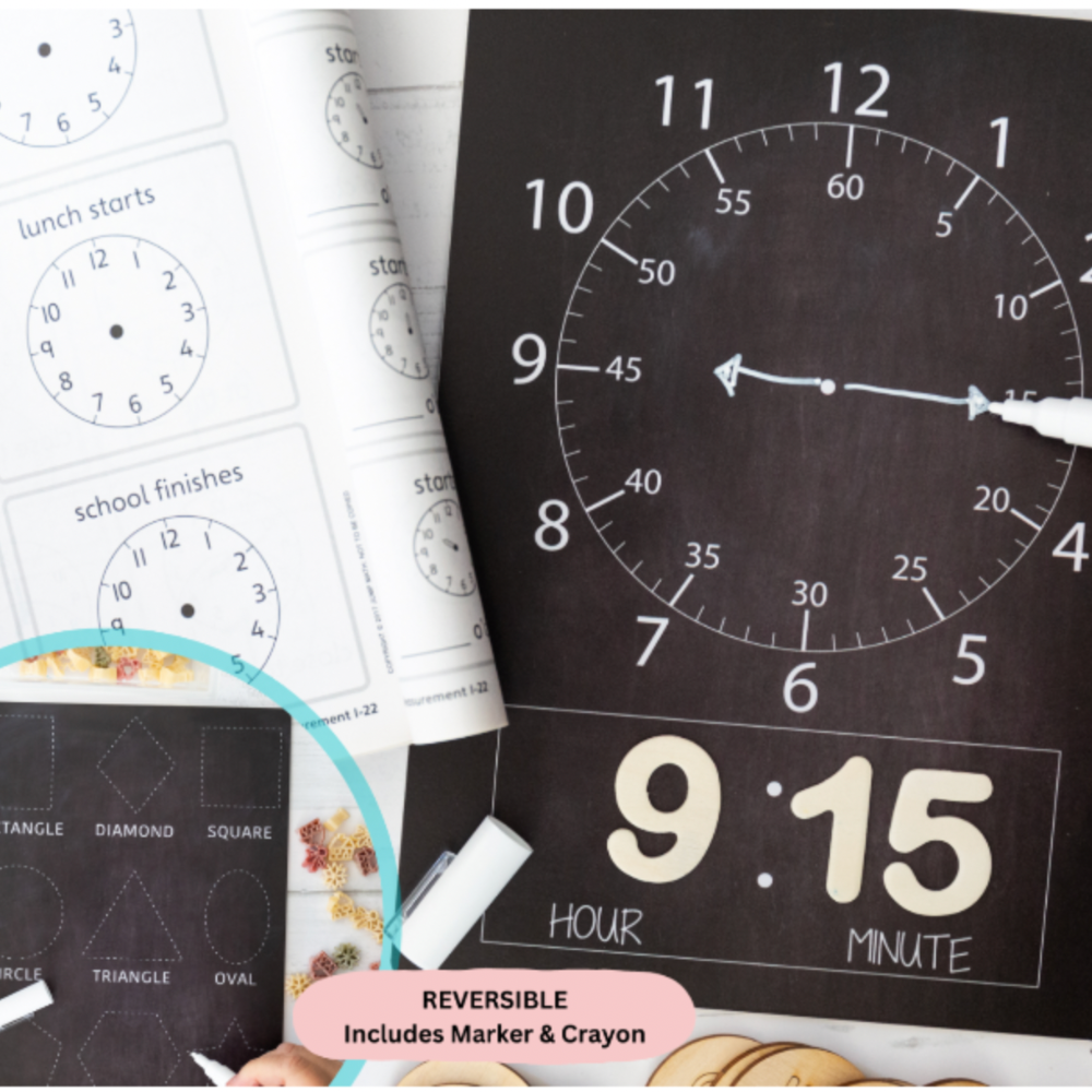 Clocks / Shapes Reversible Mini Learning Mat - Beyond Measure Boards